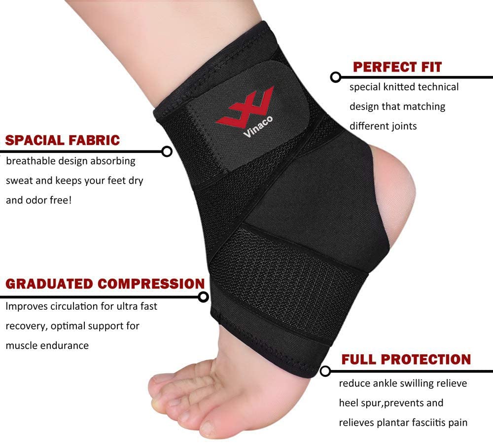 Vinaco 2 Pack Breathable & Strong Ankle Brace for Sprained Ankle, Stabilize Ligaments, Prevent Re-Injury for men & women with Adjustable Wrap, ankle support for men