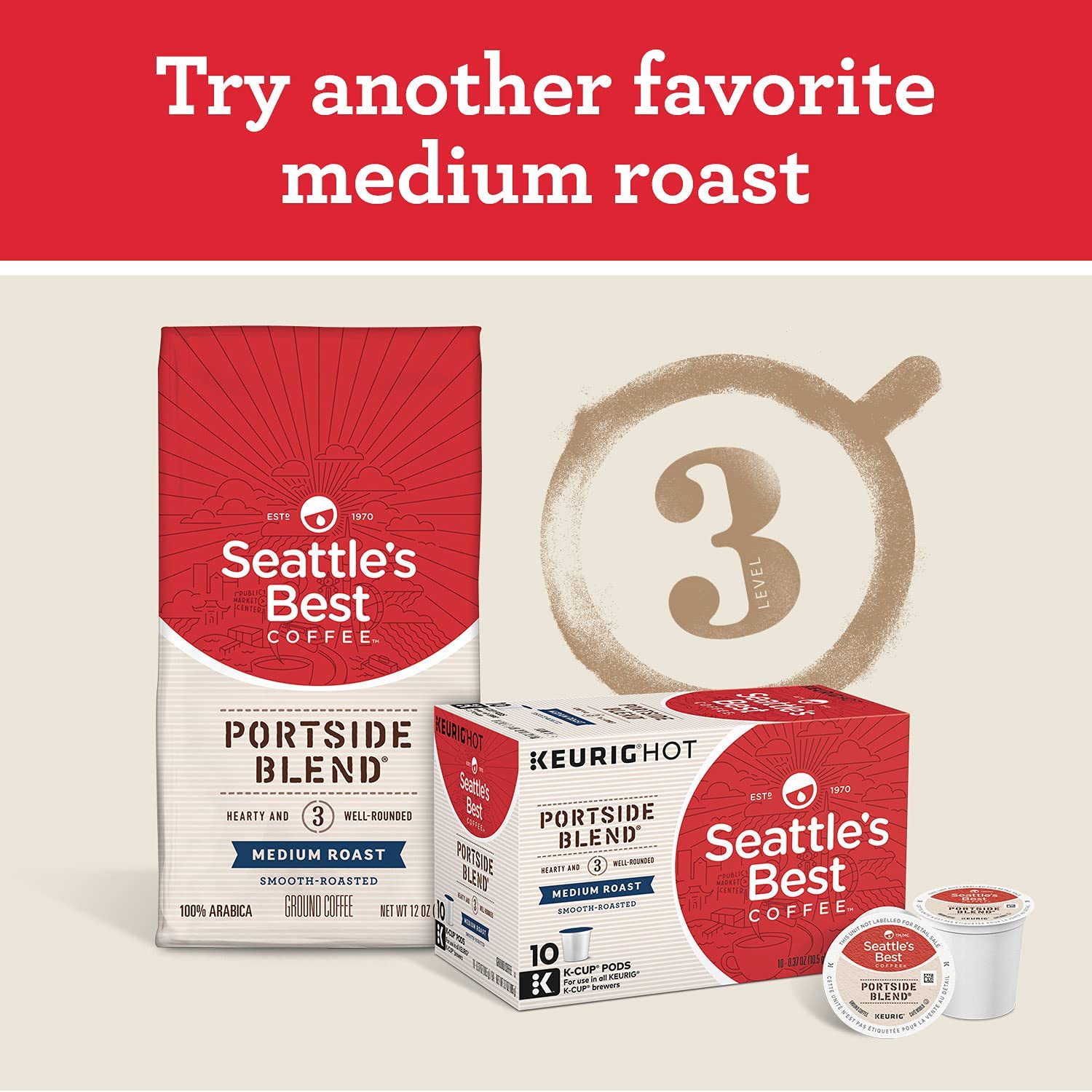 Seattle's Best Coffee House Blend Medium Roast Single Cup Coffee for Keurig Brewers, 10 Count (Pack of 6)