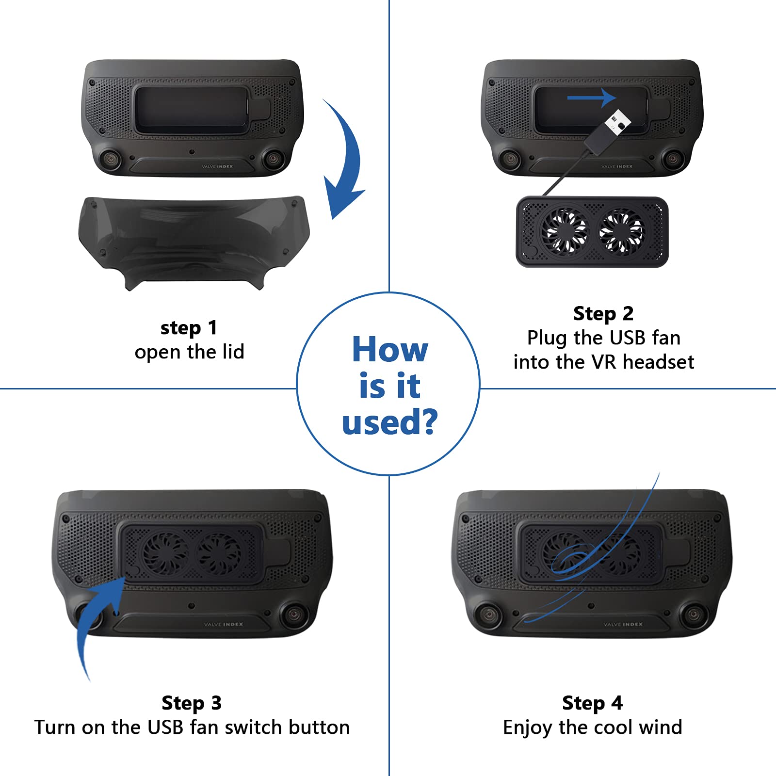 Valve Index Fan Valve Index Accessories Radiator for VR Headset, USB Cooling Heat in VR Game and Extends The Life of Valve Index
