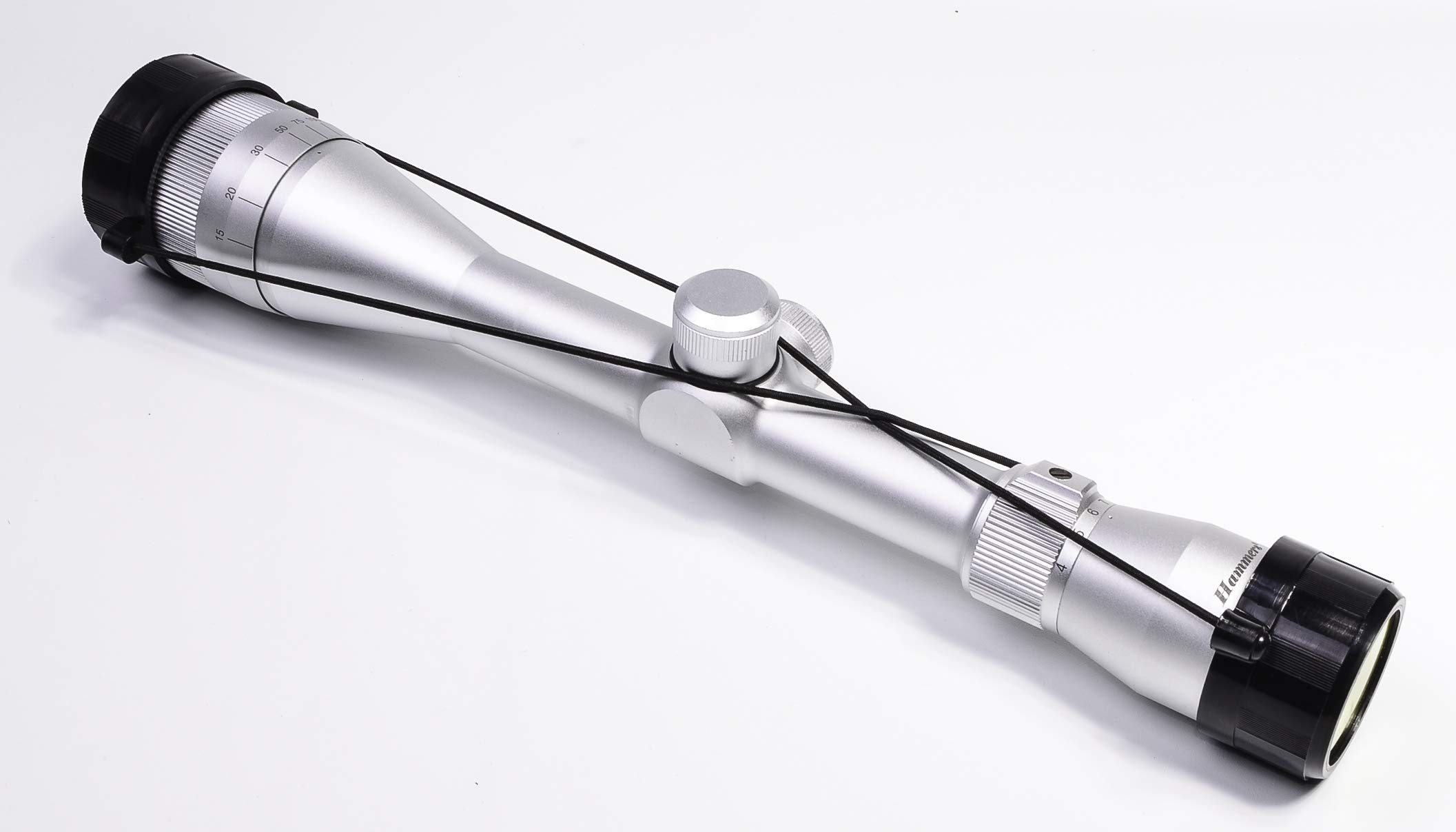 Stainless Silver Chrome Rifle Scope 3-9x40 AO Parallax Adjustable Objective with See-Thru Weaver Base Scope Rings