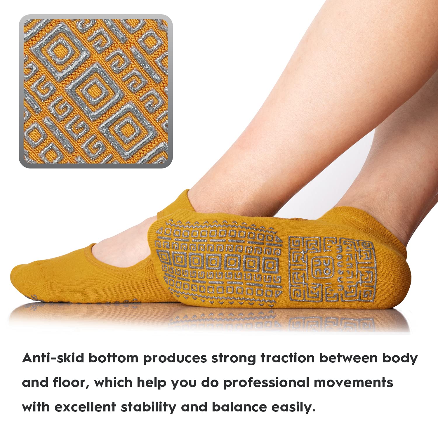 unenow Non Slip Grip Yoga Socks for Women with Cushion for Pilates, Barre, Home