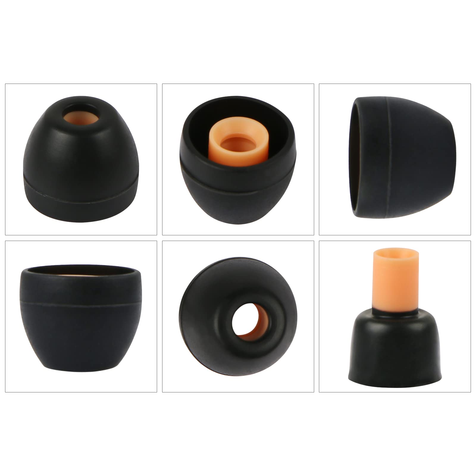 Rieyuf 3 Pairs Replacement Ear Tips Earbuds Eartips Ear Cap Ear Bud Tip Compatible for Sony WF-1000XM4,Powerbeats Pro, BeatsX & Other Inner Hole 3.8mm-4.2mm Earbud in-Ear Headphones, Black (Large)