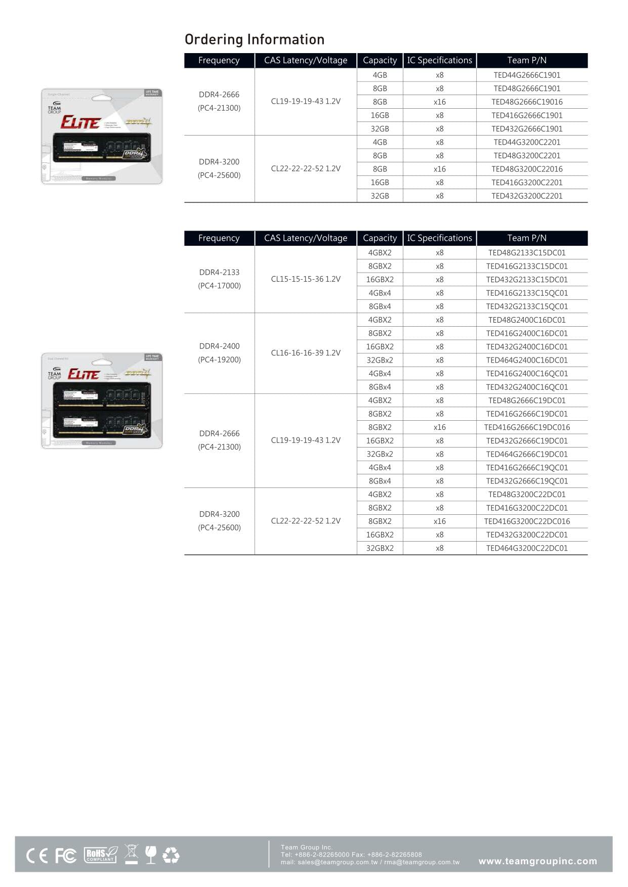 TEAMGROUP Elite DDR4 64GB Kit (2 x 32GB) 3200MHz (PC4-25600) CL22 Unbuffered Non-ECC 1.2V UDIMM 288 Pin PC Computer Desktop Memory Module Ram Upgrade - TED464G3200C22DC01