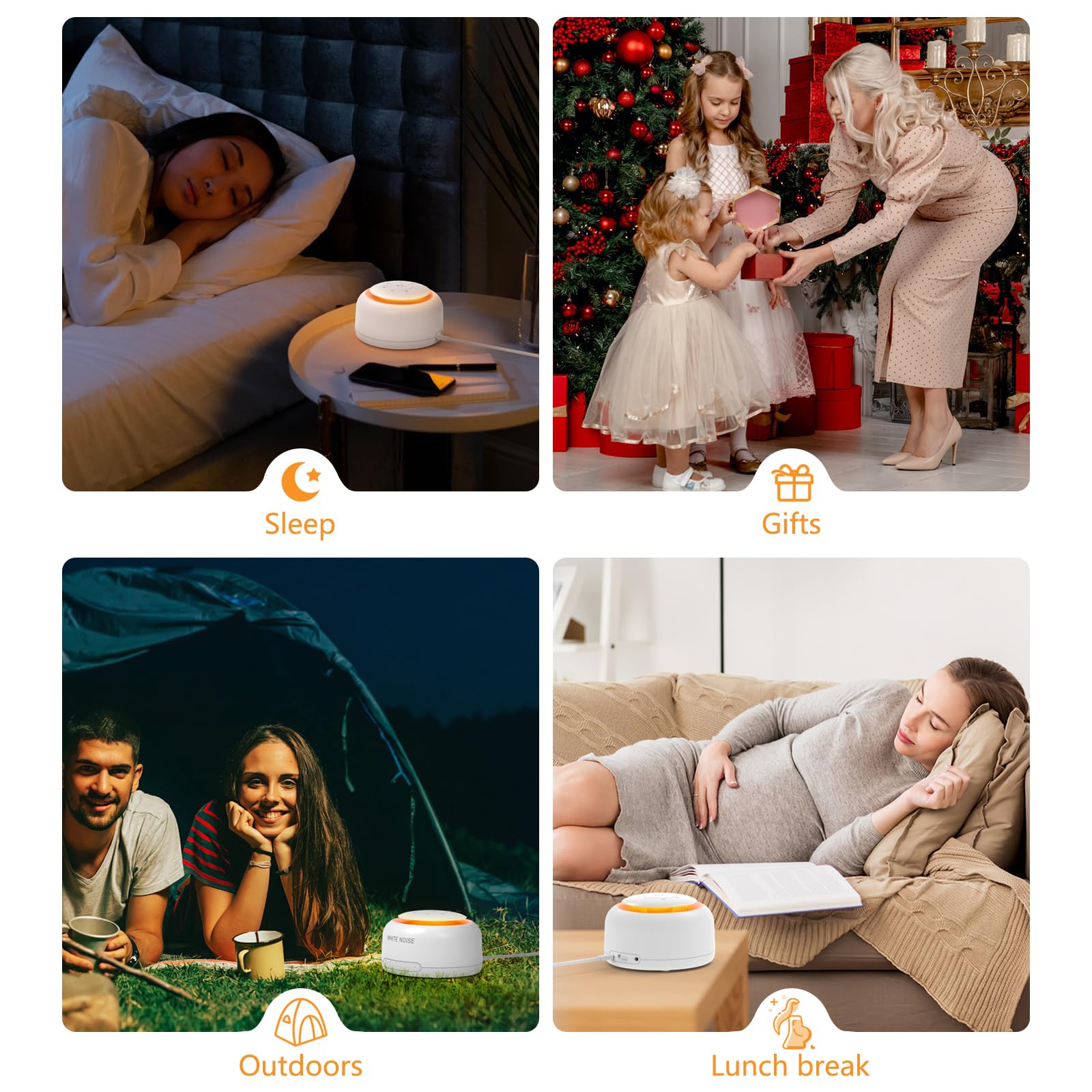 Uyled Sound Machine White Noise Machine with 30 Soothing Sounds 3 Timer Memory Function and Warm Night Light Portable Noise Machine for Adults/Kids/Baby Sleeping,Relaxation