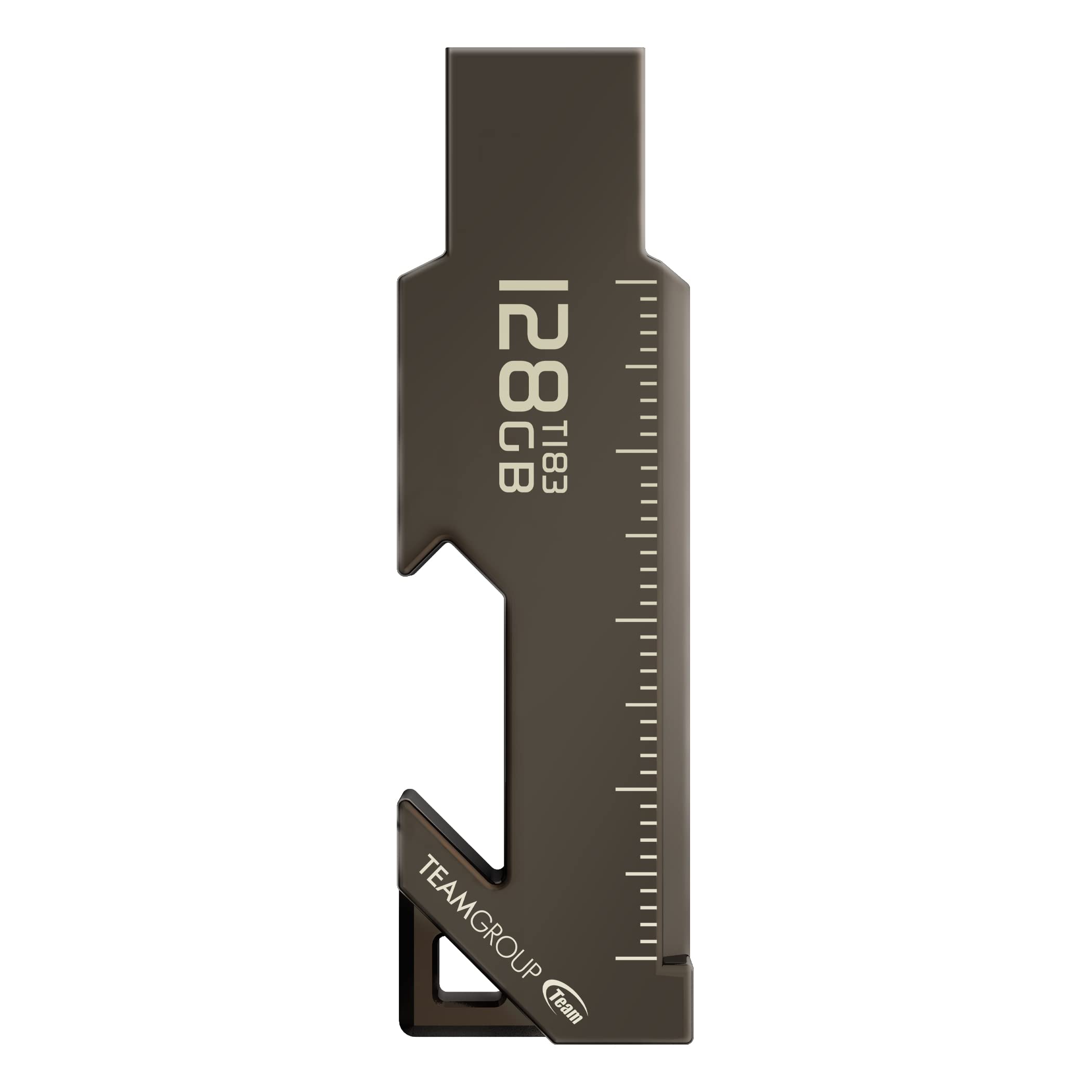 TEAMGROUP T183 128GB USB 3.2 Gen 1 3.1/3.0 Metal Magnetic Multi-Functional Read 140MB/s Flash Thumb Drive Memory Stick Compatible with PC Computer/Laptop Nickel Black TT1833128GF01