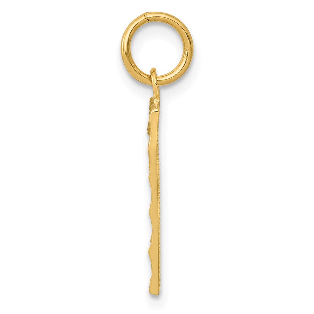 Solid 14k Yellow Gold Casted Medium Diamond-Cut Number 7 Charm Pendant - 22mm x 9mm