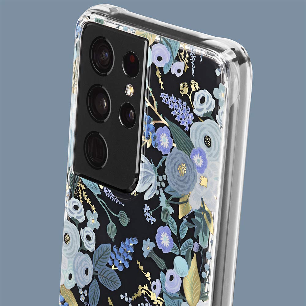 Rifle Paper Co. Samsung Galaxy S21 Ultra Case - 6.8" - 10ft Drop Protection, Fashionable Case for S21 Ultra, Scratch Resistant, Slim Fit, Enhanced Grip, Cute Phone Case, Garden Party Blue