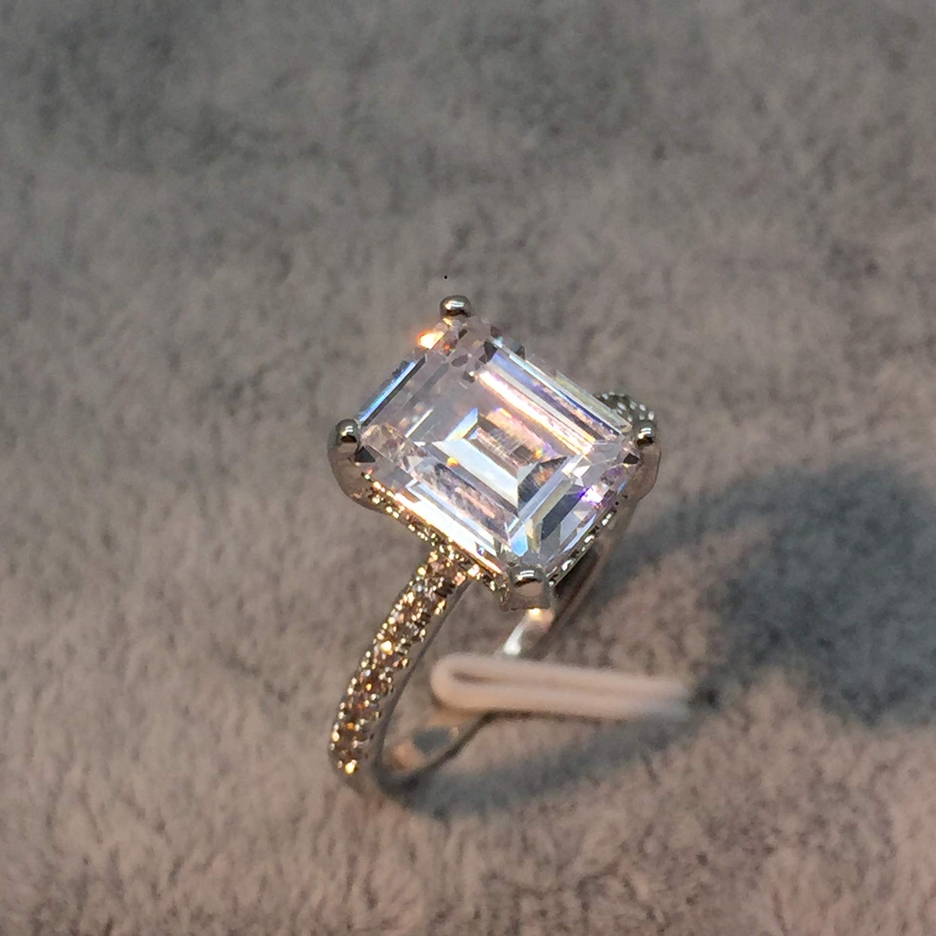 TenFit Jewelry Stunning Flame Solitaire Engagement Ring Cubic Zirconia CZ in White Gold Plated for Women
