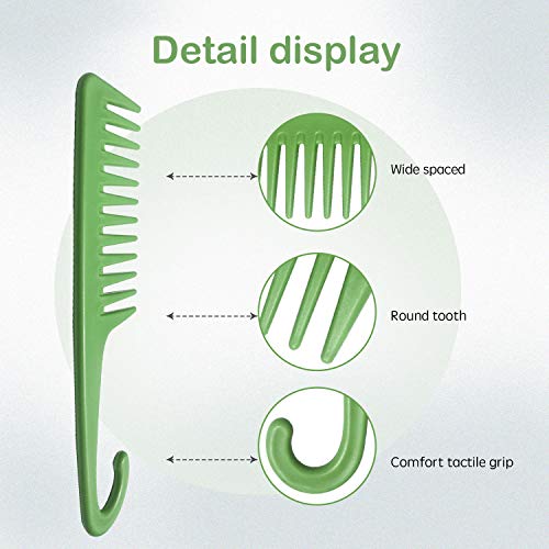 Wapodeai Wide Tooth Comb, Premium Shower Combs for Women, Apply to For Curly, Wet, Dry, Thick Hair (Green)