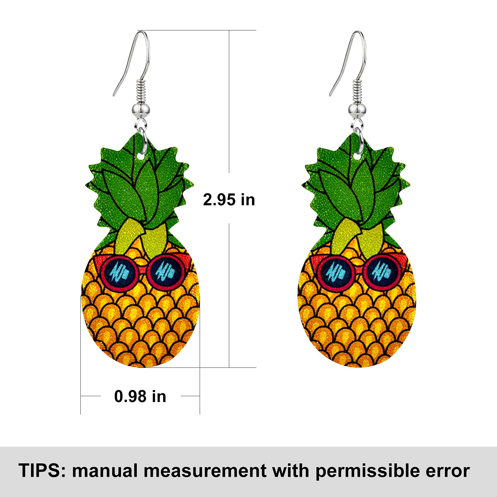 Vanjewnol Cute Pineapple Earrings Lightweight Faux Leather Earrings for Women E02A
