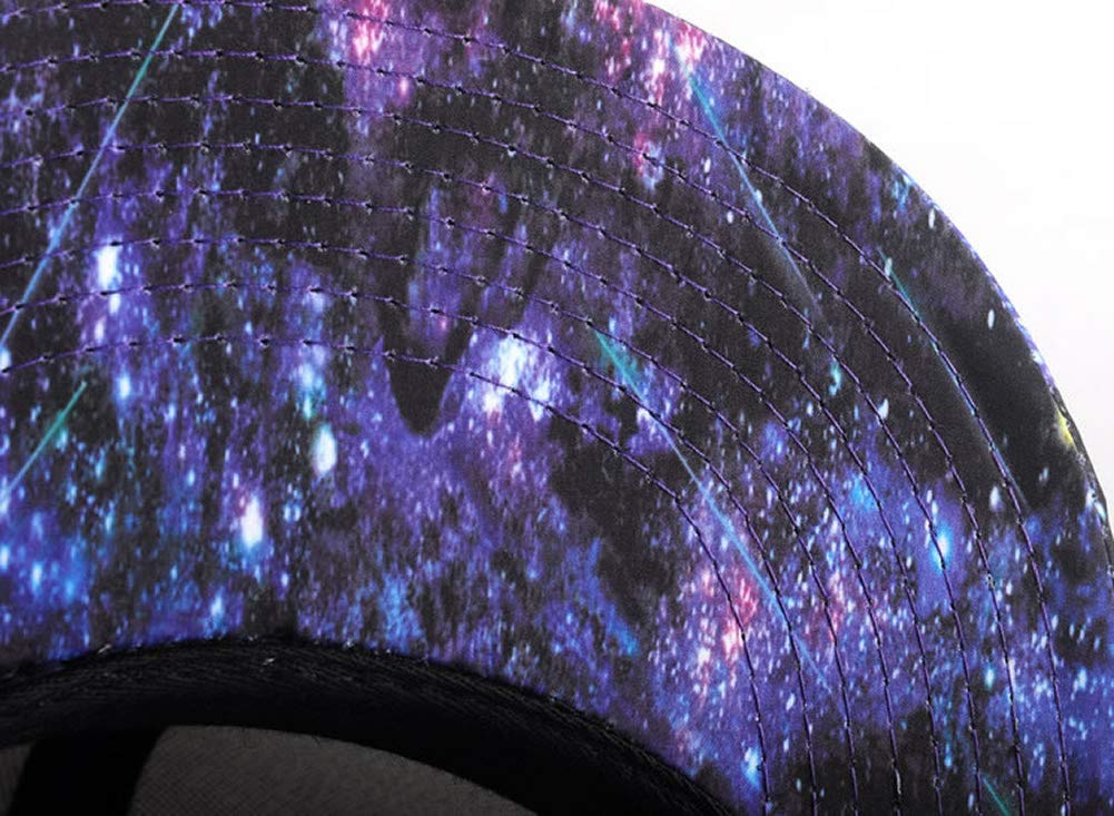 Quanhaigou Purple Galaxy Snapback Hat Unisex Trucker Hat Hip Hop Plaid Flat Bill Brim Adjustable Baseball Cap, Black Purple, One Size