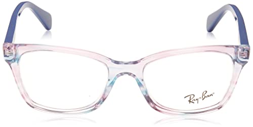 Ray-Ban Junior Girls' RY1591 Square Prescription Eyeglass Frames, Violet Striped Multicolor/Demo Lens, 48 mm