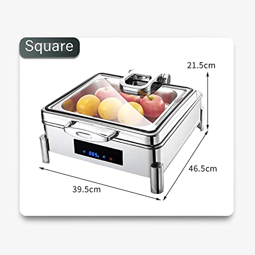 UZOURI 6 Qt Stainless Steel Chafing Dishes Silver Electro-Thermal Chafer Warmer Set with Touch Screen, Chafing Dishes Buffet for Wedding Kitchen Party Banquet Dining,B (B)