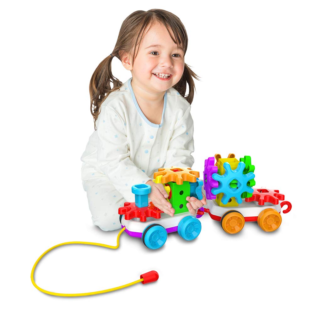 The Learning Journey Techno Kids Stack & Spin Pull Along Train STEM Toddler Toys & Gifts for Boys & Girls Ages 2+ Years Mind Building Preschool Learning Toy