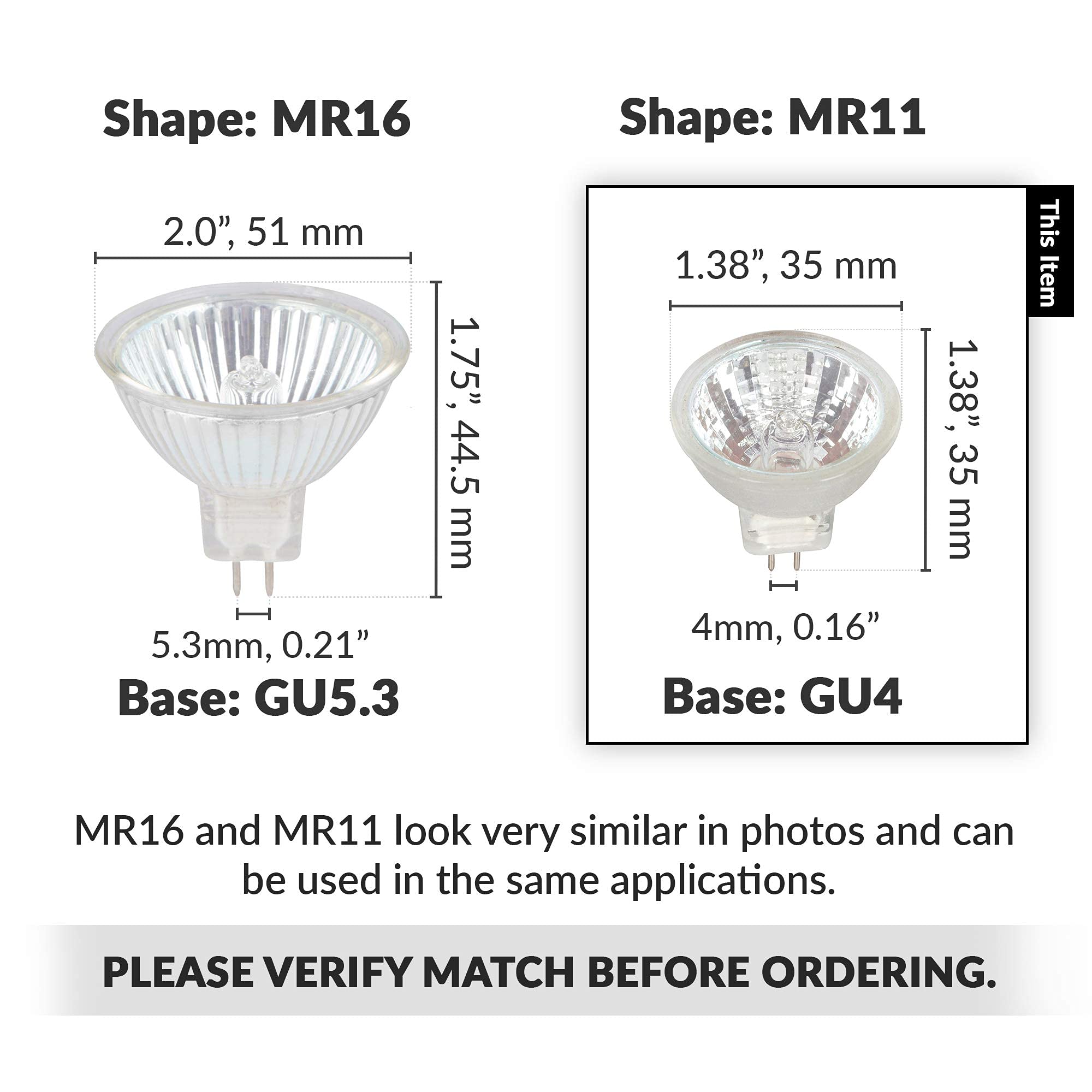 Simba Lighting MR11 Halogen 20W 12V FTD Spotlight Light Bulbs (10 Pack) 2-Pin 220lm for Landscape, Accent, Track Lights, and Fiber Optics, GU4 Bi-Pin Base, Glass Cover, Warm White 2700K Dimmable