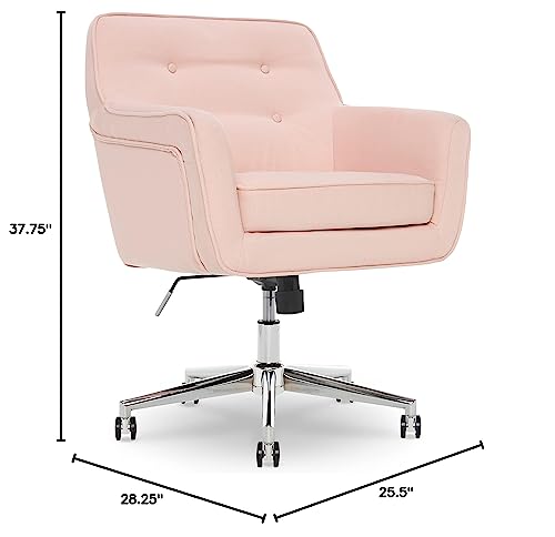 Serta Style Ashland Home Office Chair, Party Blush Pink Twill Fabric