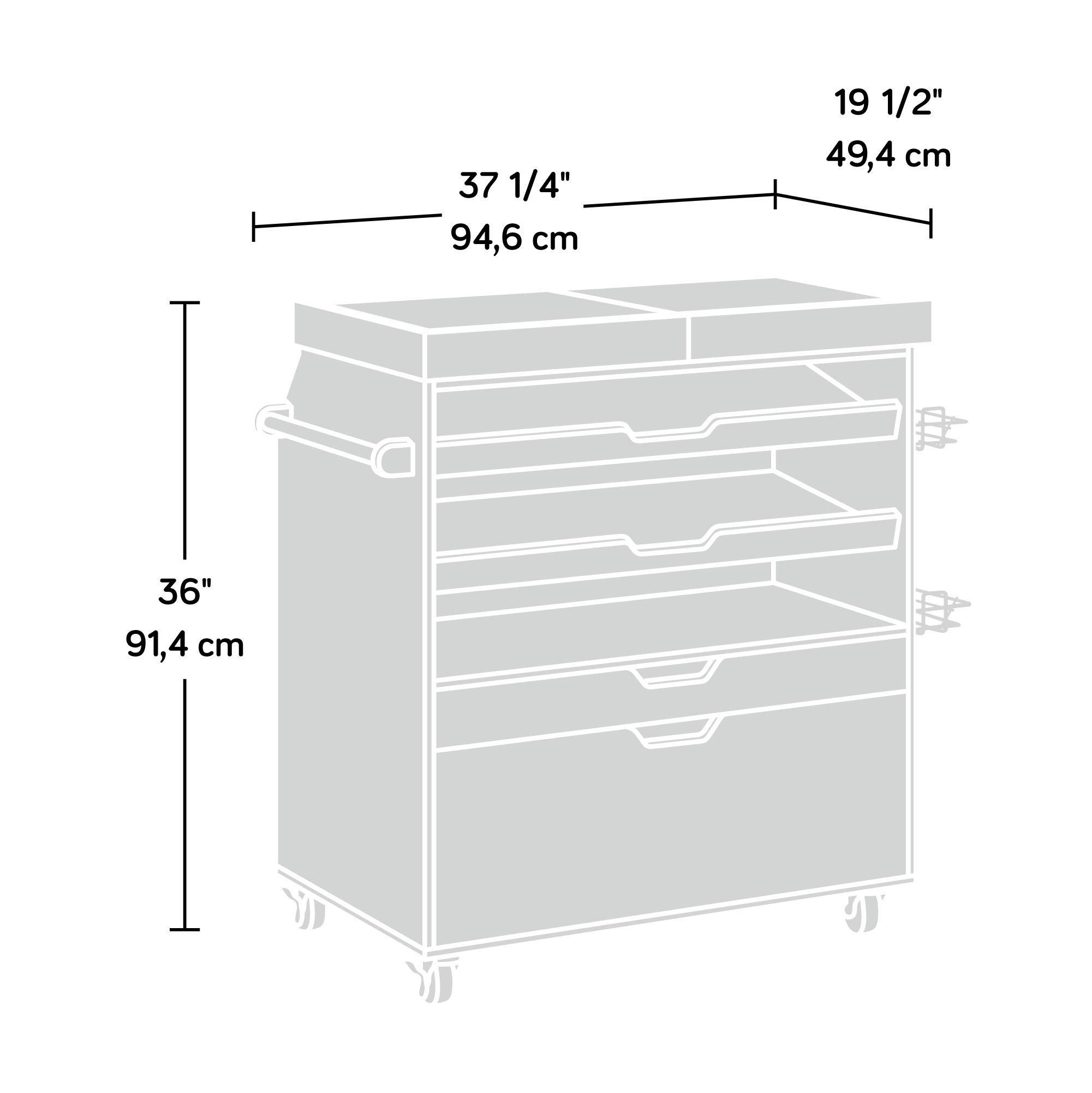 Sauder Craft Pro Series Craft Cart, Soft White finish