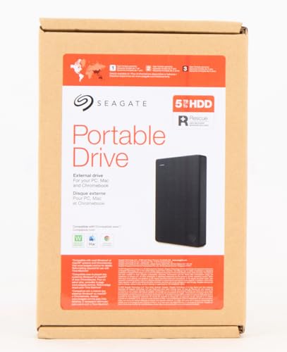 Seagate Portable 5TB External Hard Drive HDD – USB 3.0 for PC, Mac, PS4, & Xbox - 1-Year Rescue Service (STGX5000400), Black