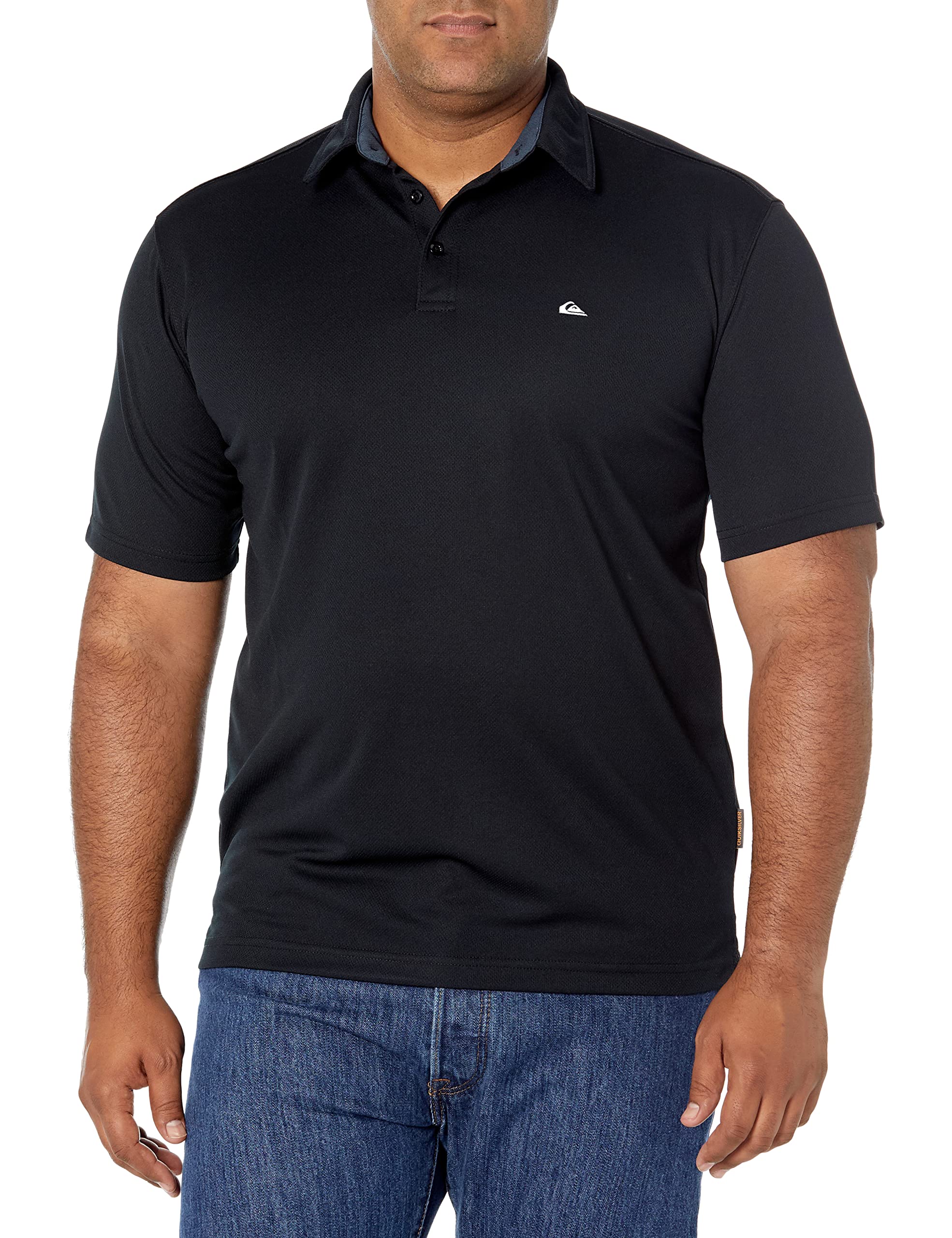 Quiksilver Men's Water 2 Lightweight Quick Dry Collared Polo Shirt, Black, L