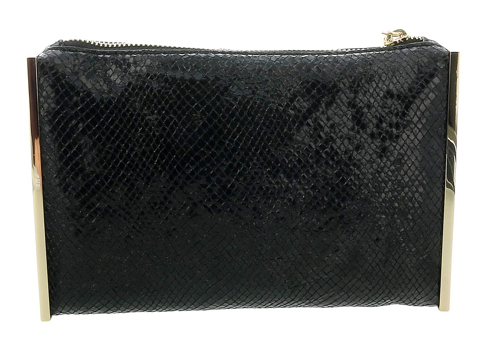 ROBERTO CAVALLI Class Metal Black Embossed Cleo Pouch Clutch for womens