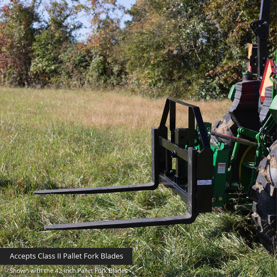 Titan Attachments Pallet Fork Frame Attachment with 60" Fork Blades, Fits Cat I & II Tractors, Rated 4,000 LB