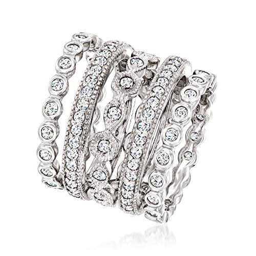 Ross-Simons 2.50 ct. t.w. CZ Jewelry Set: 5 Eternity Bands in Sterling Silver. Size 8