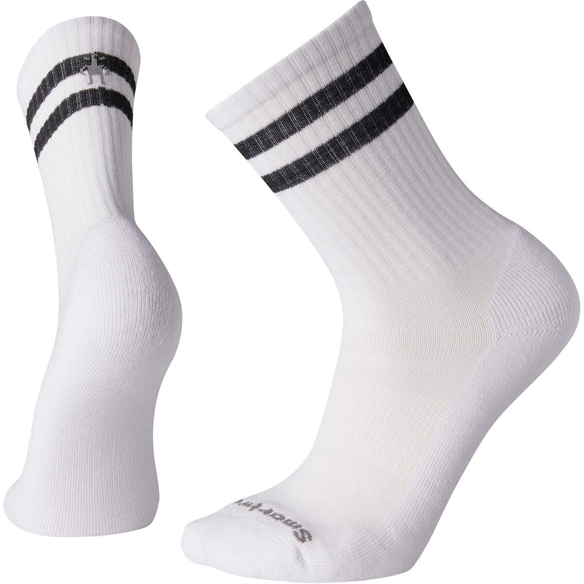 Smartwool Men’s Cushioned Performance Socks- Athletic Light Elite Stripe Crew WHITE-BLACK XL