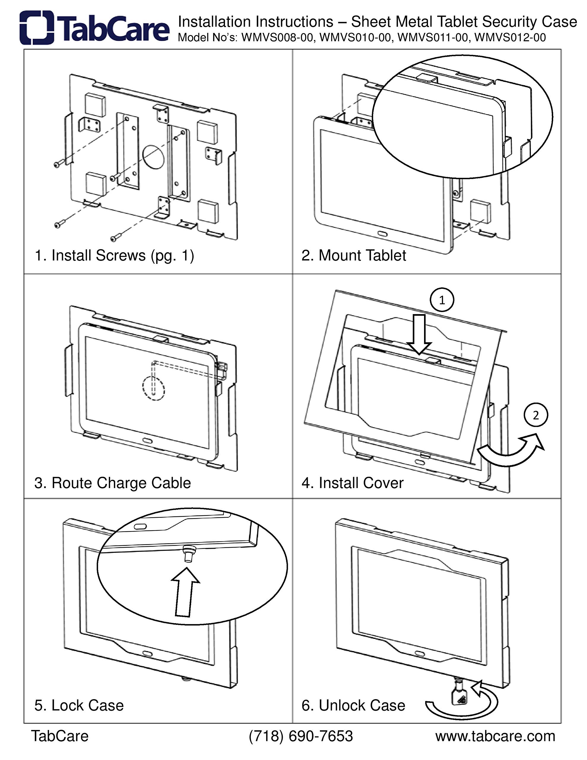 TABcare Locking Security Metal case for Dell Latitude 5285 5290 7200 7210 configured as Kiosk, POS, Store, Show Display (Black, Wall Mount)