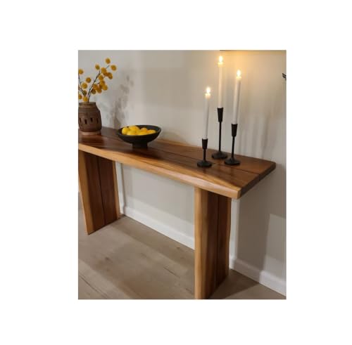 Rustic Pecan Live Edge Wood Console Table, Console Table Features a Live Edge, Modern, Wood Console Tables, End Tables, Console Table Family Friendly Foyer Tables