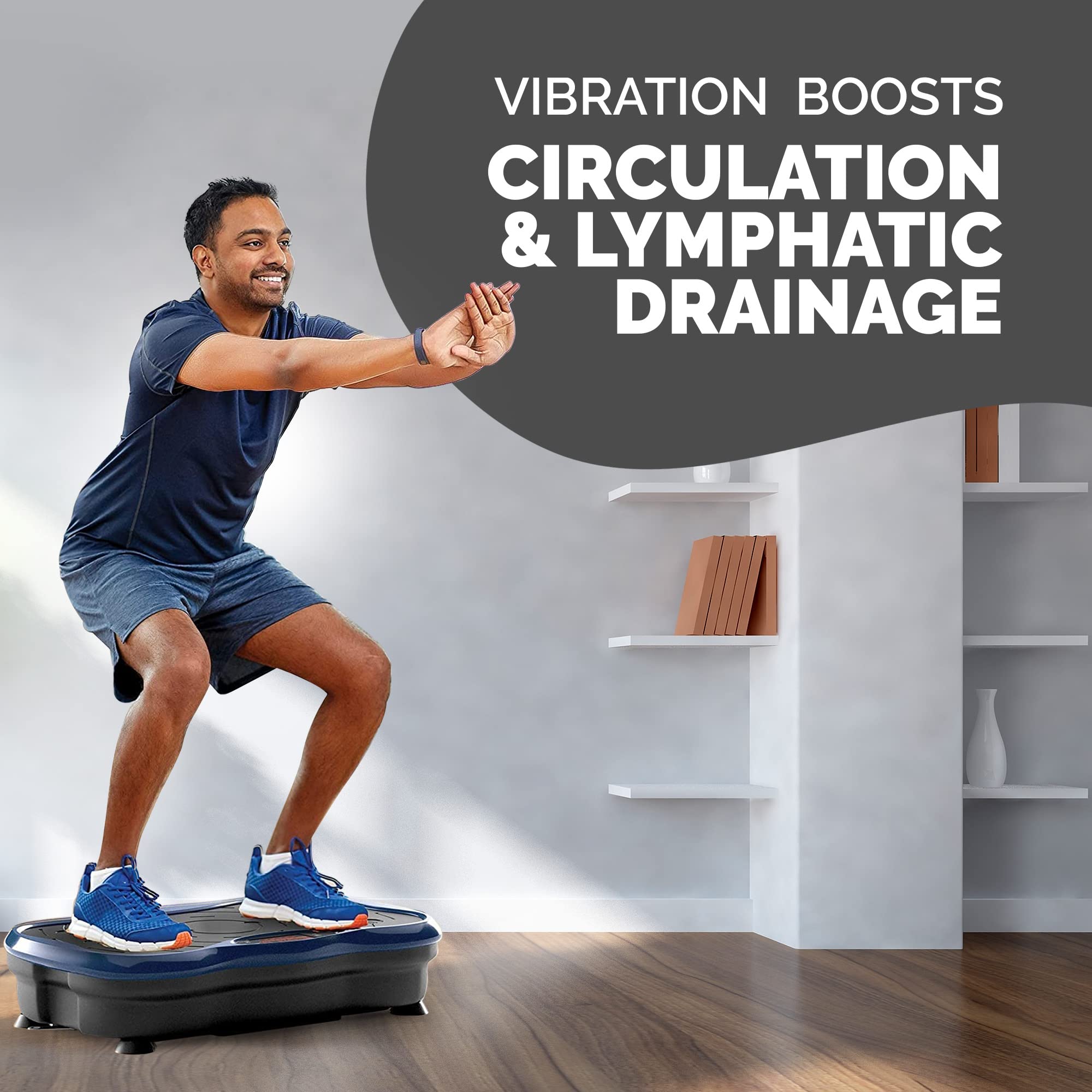 Vibration Plate Exercise Machine – Belmint Lymphatic Drainage Machine – 2 Resistance Bands and Fitness Workout Instructions – Equipment Improves Circulation & Strength
