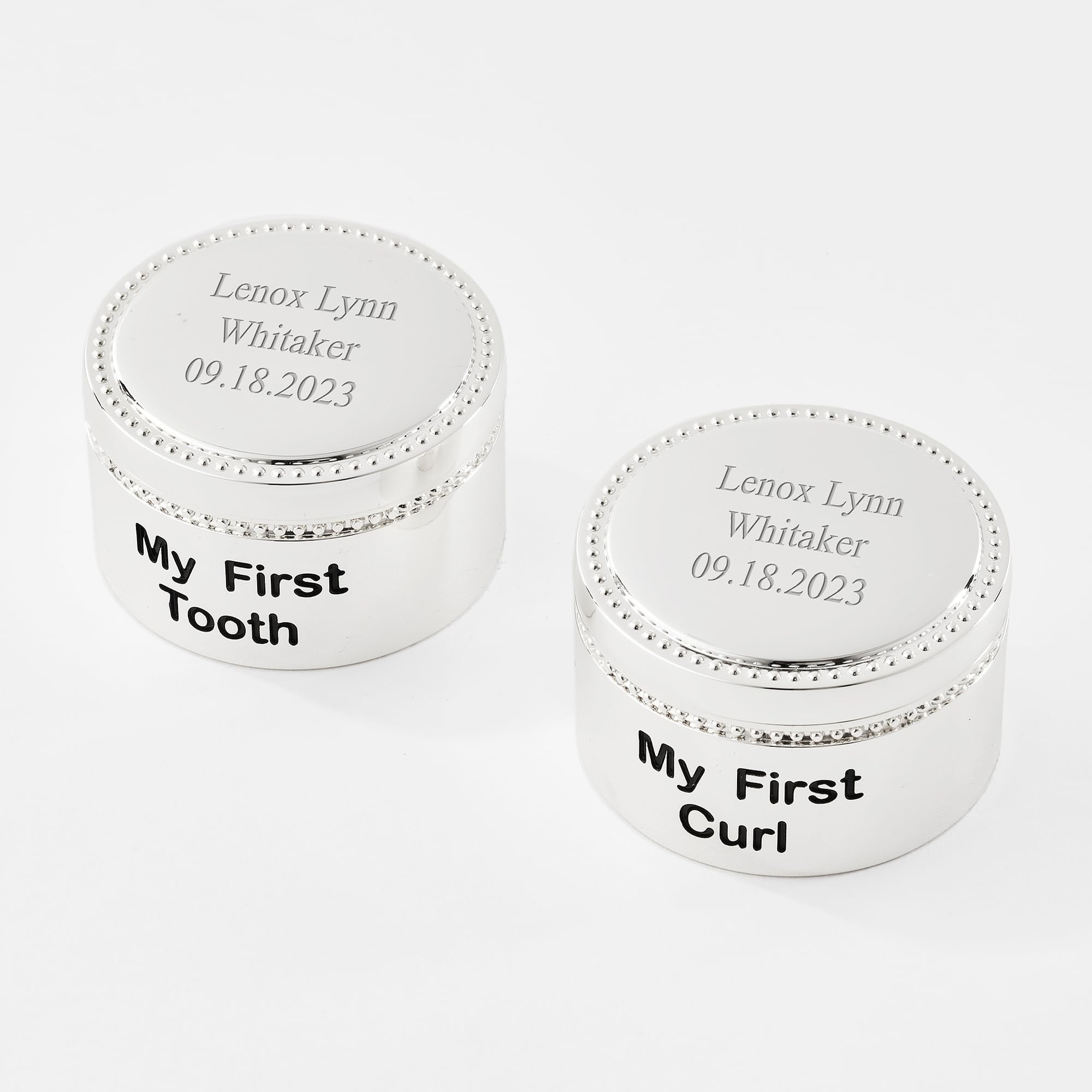 THINGS REMEMBERED Engraved Beaded Tooth and Curl Keepsake Box Set (Free Customization)
