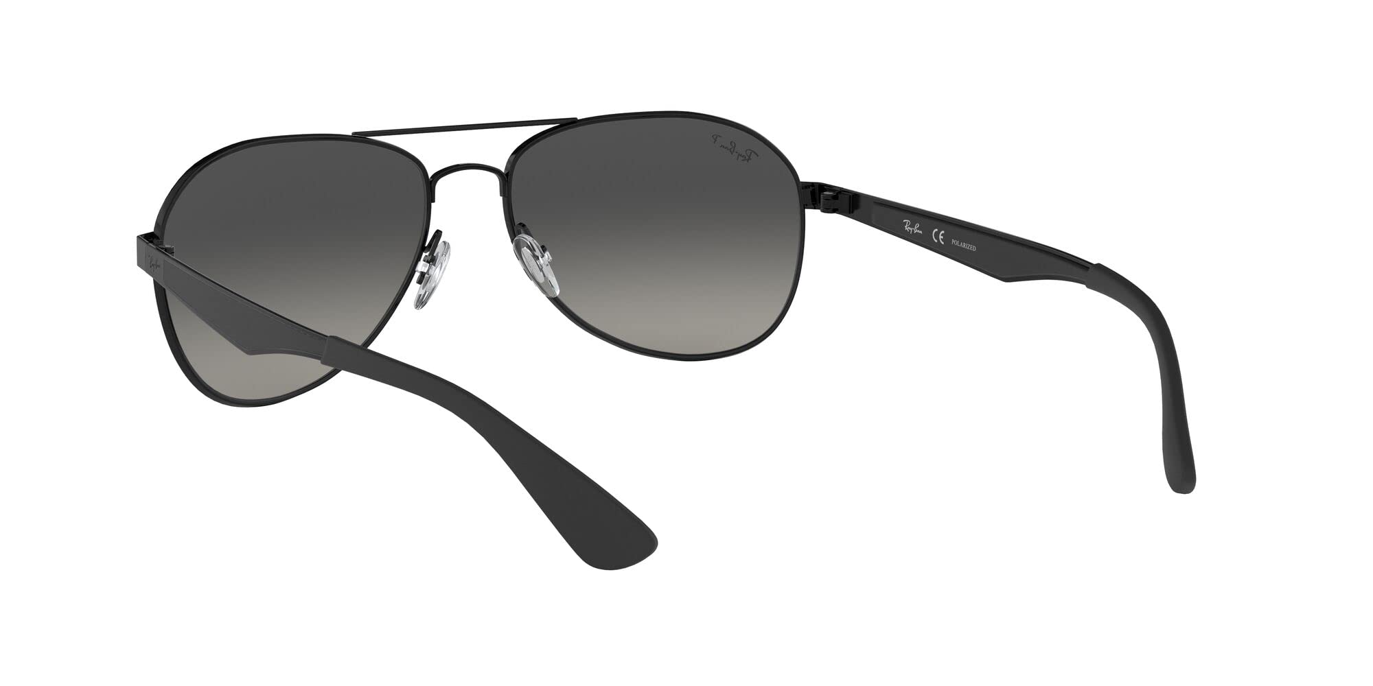 Ray-Ban RB3549 Aviator Sunglasses, Black/Polarized Light Grey Gradient Dark Grey, 61 mm