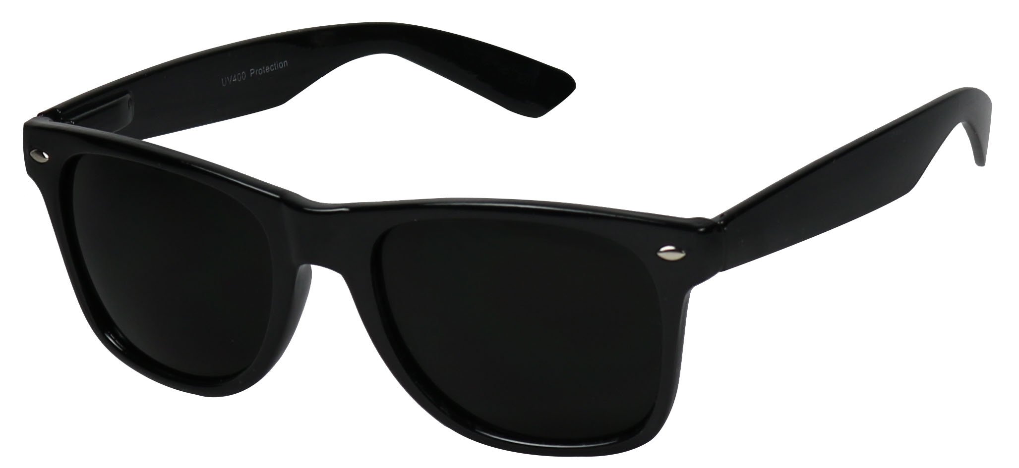 ShadyVEU Super Dark Round Sunglasses UV400 Casual Blacked Out 80's Retro Shades (Glossy Black Frame, Dark Black)