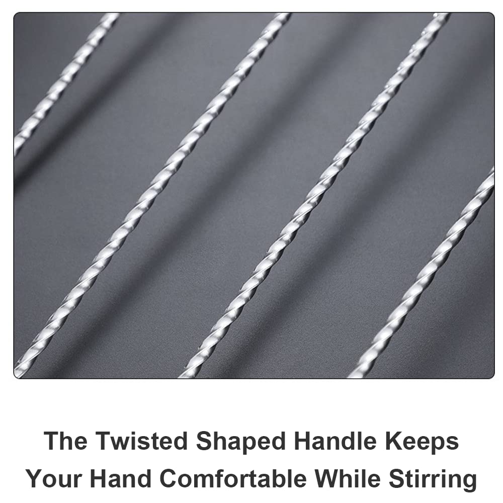 YeeTeching 12 Inch Stainless Steel Cocktail Stirrer,Bartender Spoon Long Handle Spiral Design Mixing spoon for Home Drink and Small Twisted Bar Spoons Silver-2pack