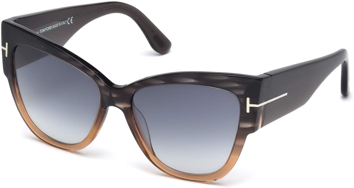 Tom Ford FT0371 Anoushka 20B 57MM Melange Grey-To-Transp. Peach, Dk. Grey Temples/Grad. Grey Cateye Sunglasses for Women + BUNDLE with Designer iWear Eyewear Kit