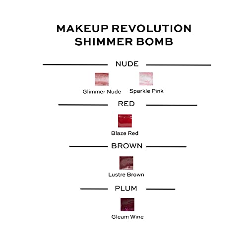 Revolution Shimmer Bomb Lip Gloss, Lip Tint Infused With Vitamin E, Shimmery Finish, Comes In 6 Colors, Gleam