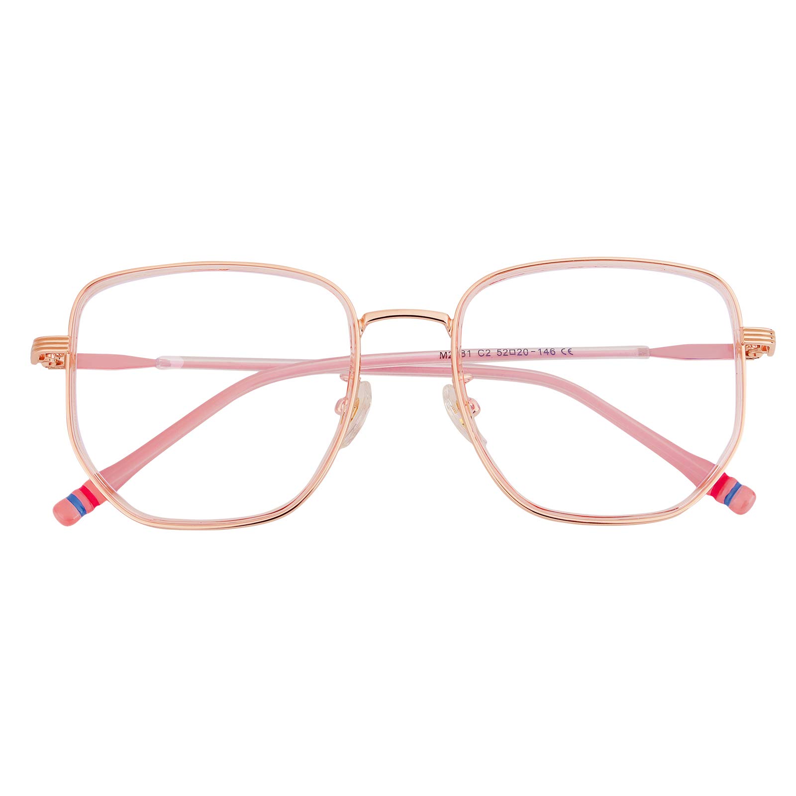 ViewFeast Blue Light Blocking Glasses Lightweight Eyeglasses Frame Filter Blue Ray Computer Game Glasses(Pink)