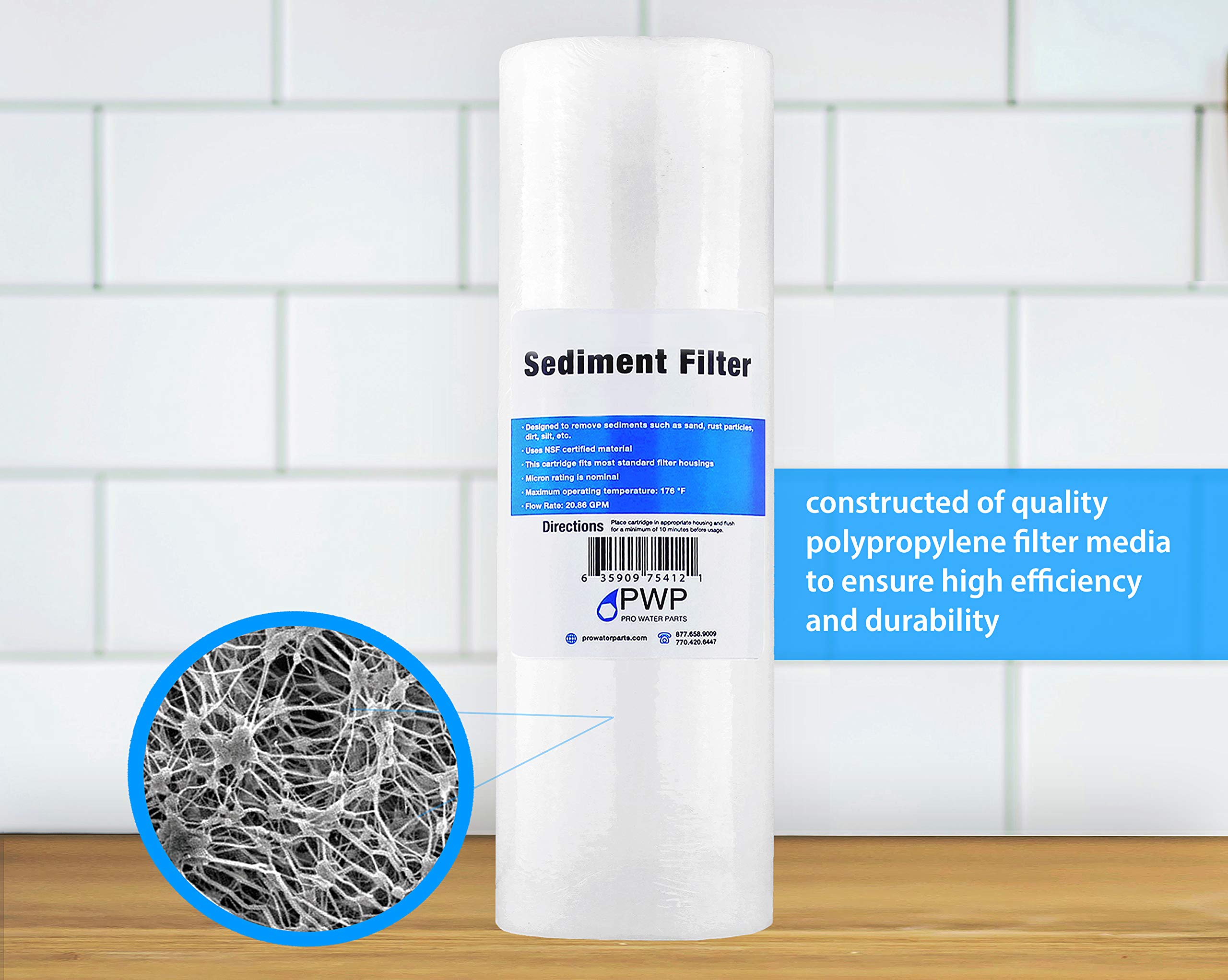 Sediment Melt Blown Water Filter Cartridge Standard 2.5x10" 50 Micron 2 Pack