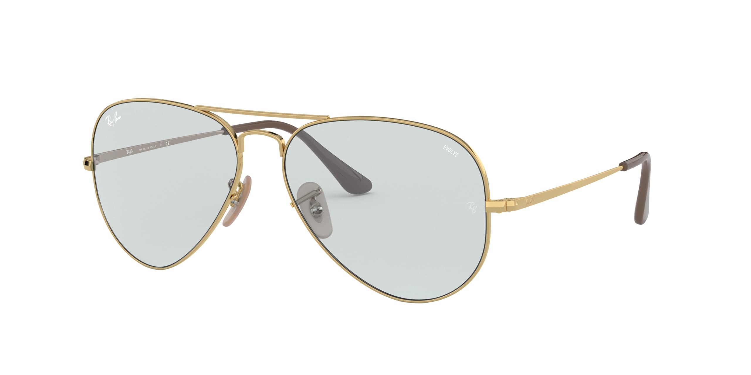 Ray-Ban RB3689 Aviator Metal II Polarized Sunglasses, Gold/Evolve Photochromic Pink to Violet, 55 mm