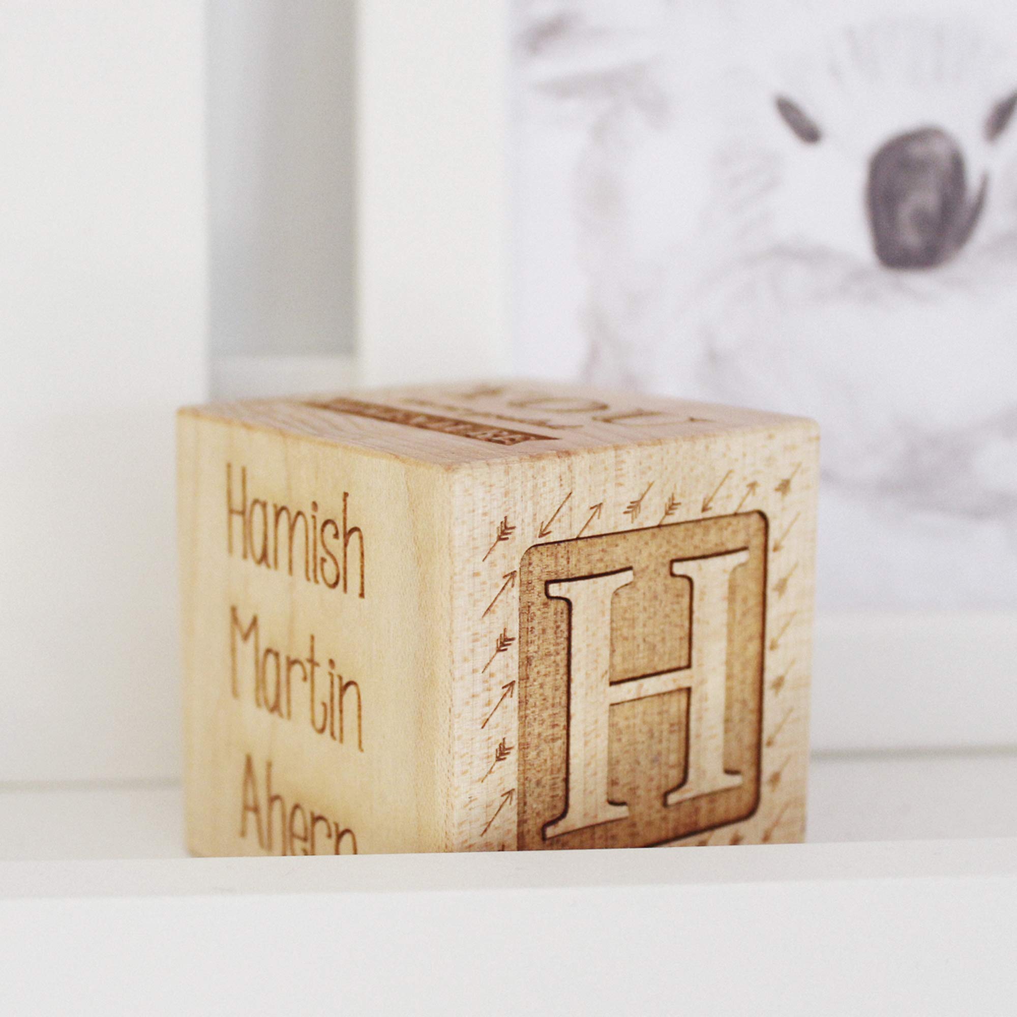 Smiling Tree Toys Customizable Keepsake Birth Blocks. All Natural, Wooden, Personalized Heirloom Gift for Baby or Toddler (Girl Block)