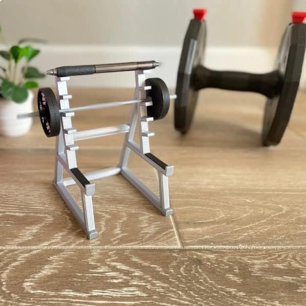 RFSHOP Funny Mini Barbell Pen Holder, Gym Theme Desk Pen Organizer Squat Rack Pen Holde,Home Office Desk Display Decorations Gift.