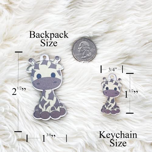 The Acrylic Place Baby Giraffe Keychain - Charm for Purse Diaper Bag Tote Bag Kids Backpack Keychain (Backpack Size)