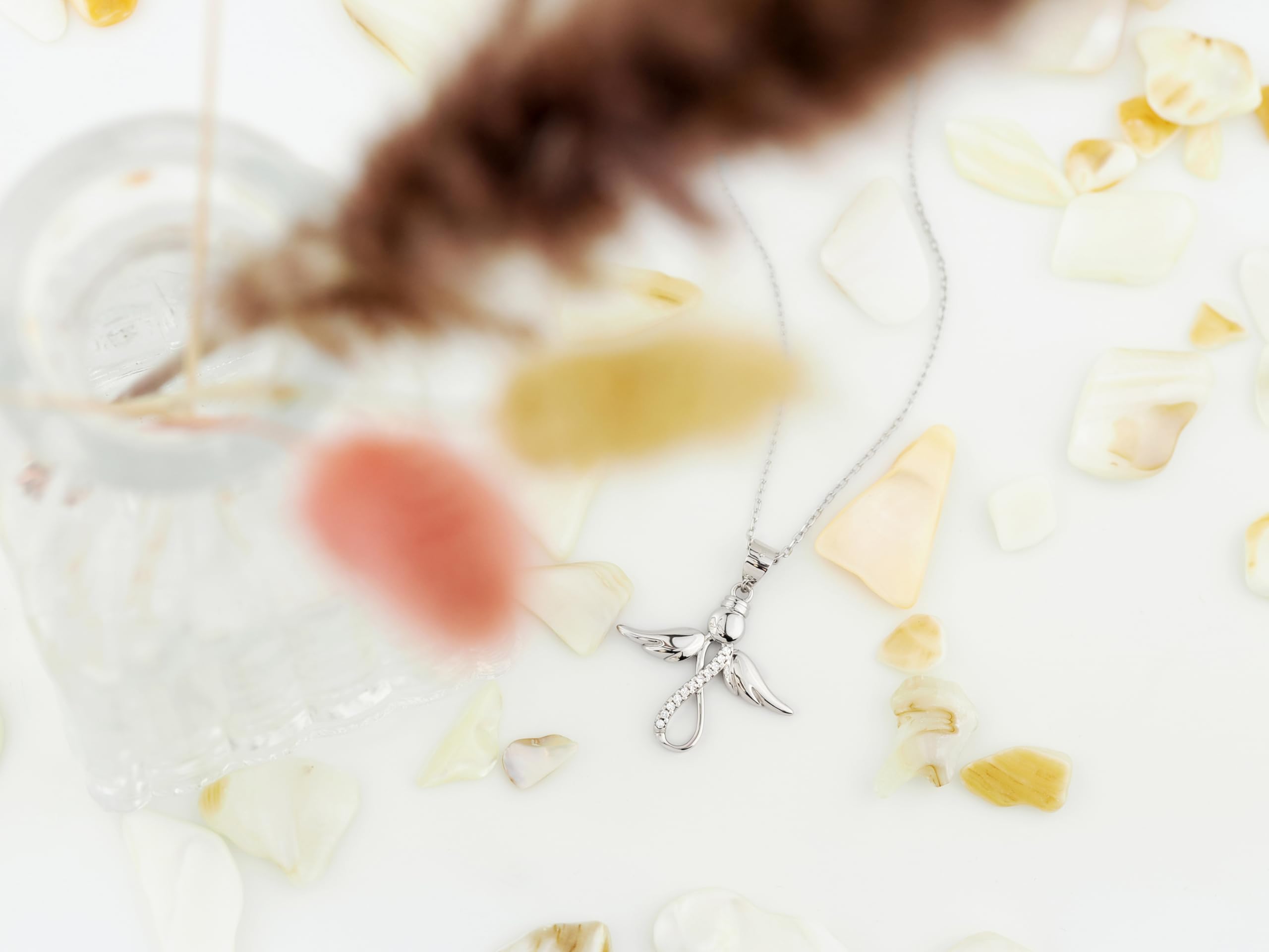 Sofia Milani - Solid 925 Sterling Silver Necklace for Women - with Zirconia Stones - Guardian Angel Pendant - 50157