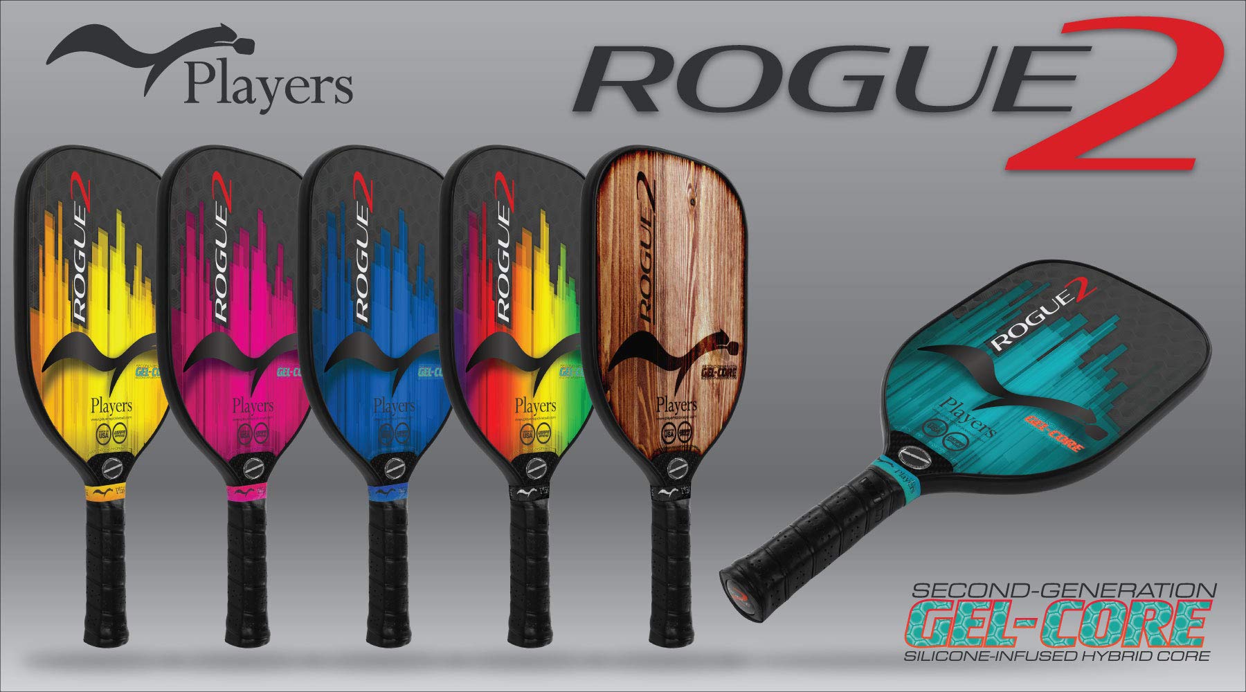 Rogue2 Second Generation Gel-Core Pickleball Paddle USAPA Approved and Made in The USA (Blue)