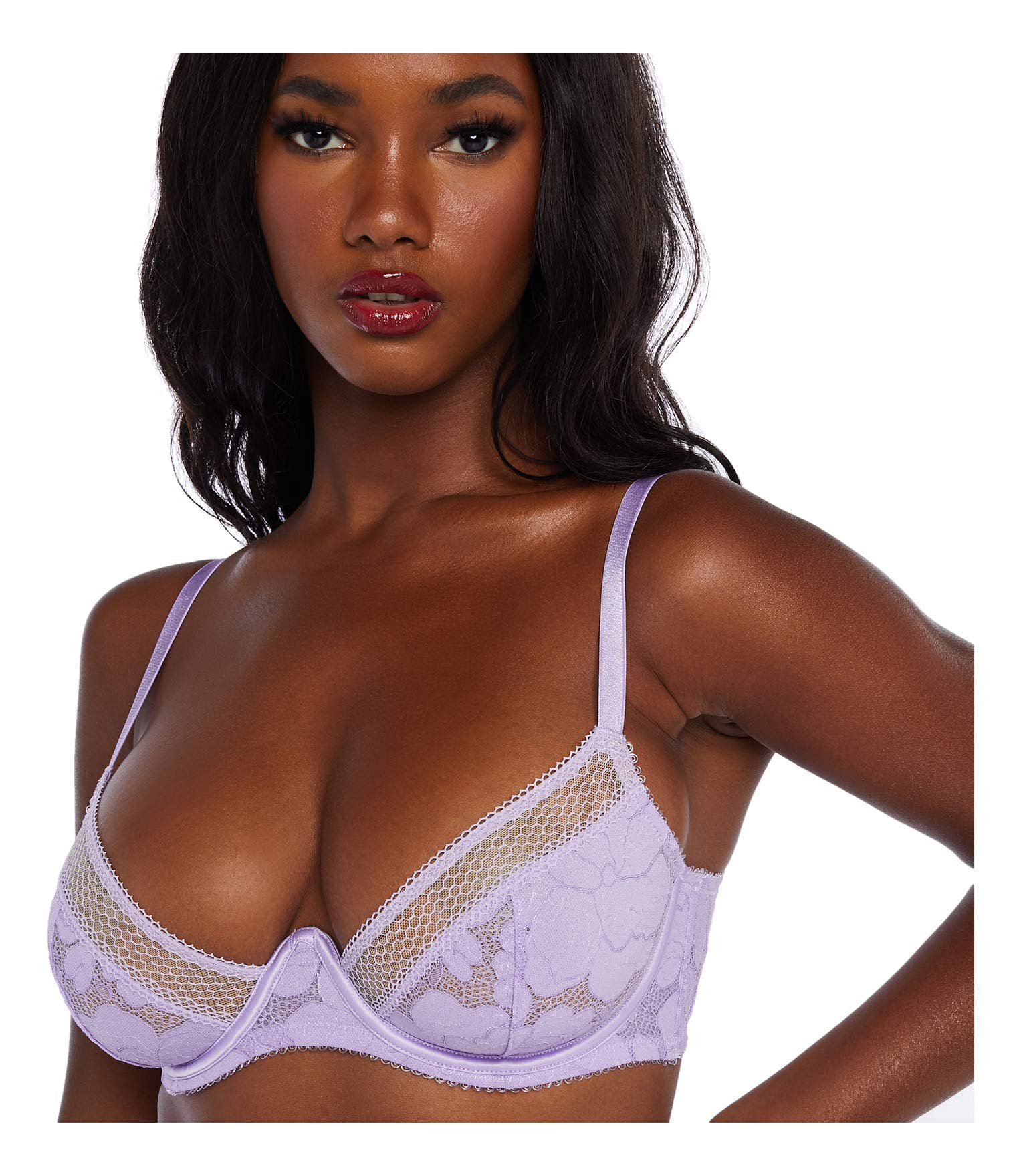 Savage X Fenty, Women's, Missy Floral Glow Unlined Lace Bra, Purple Stone Lavender, 36C