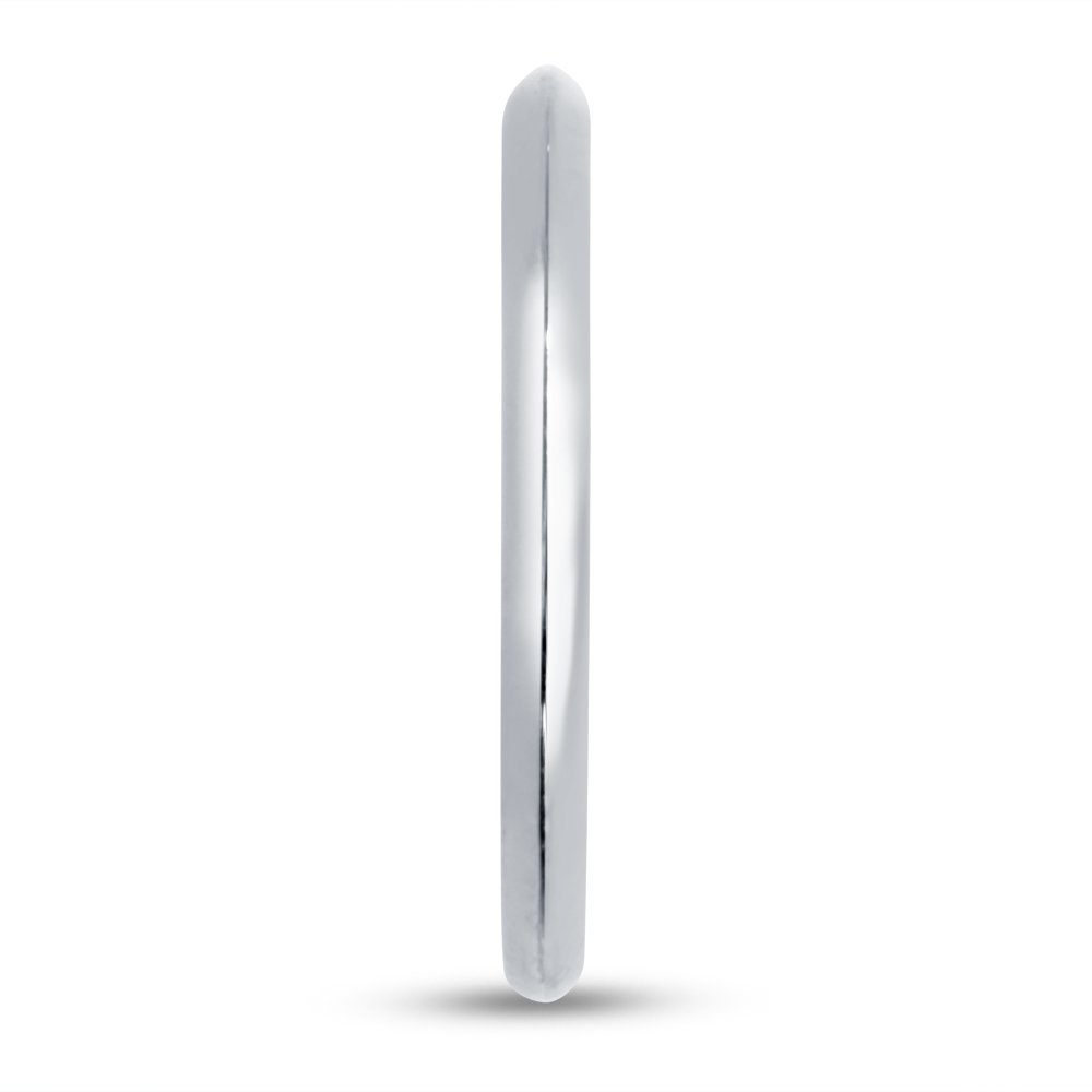 Size - 7.5 - Solid 14k White Gold 2mm Plain Classic Traditional Knife Edge Anniversary Ring Wedding Band