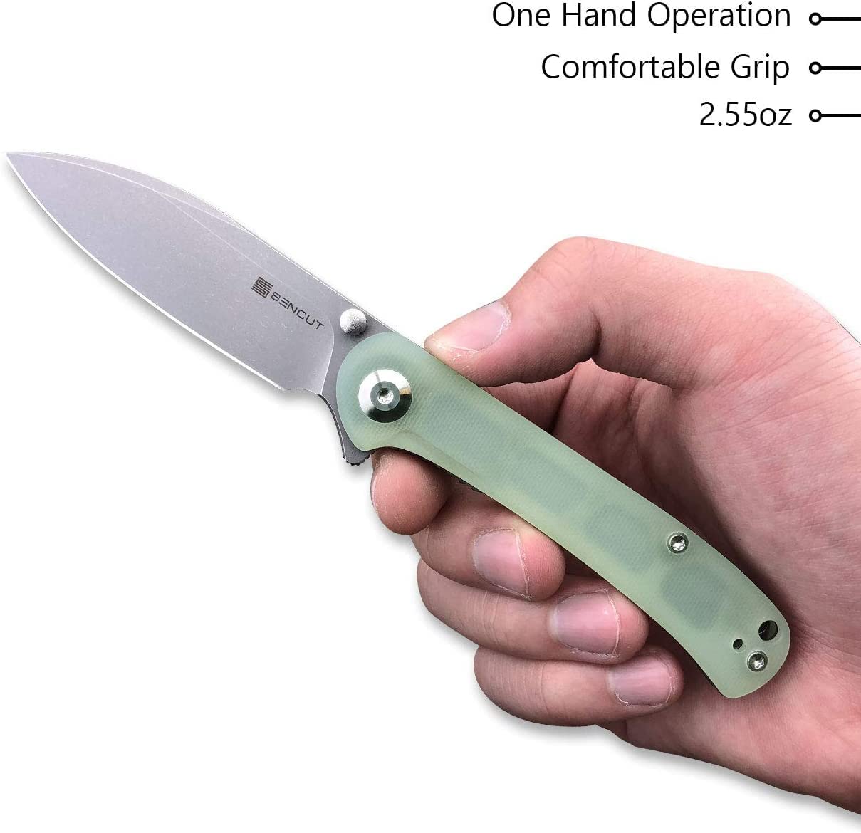 SENCUT Scepter Flipper Pocket Knife, Micarta Handle Lightweight Liner Lock Folding Knives With Reversible Pocket Clip For EDC Outdoor SA03D (Brown Micarta)