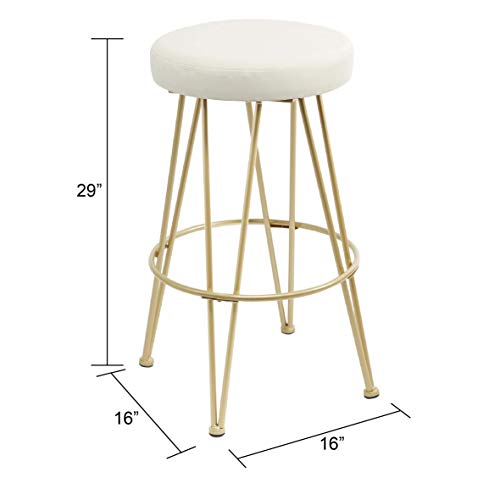 Silverwood Vinnie Leather and Metal 29" Upholstered Backless Counter Height Barstool, White