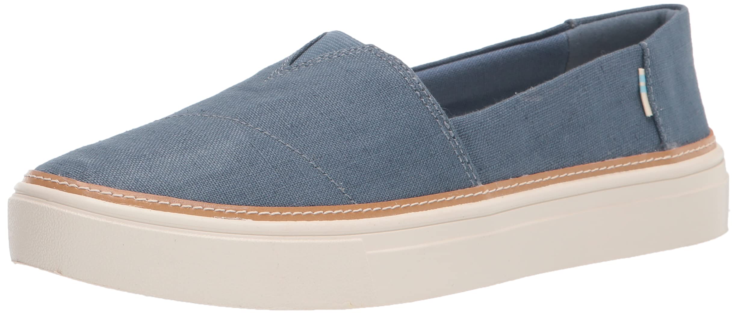 TOMS Women's Parker Linen Slip On Sneaker Slate Blue Textured Linen