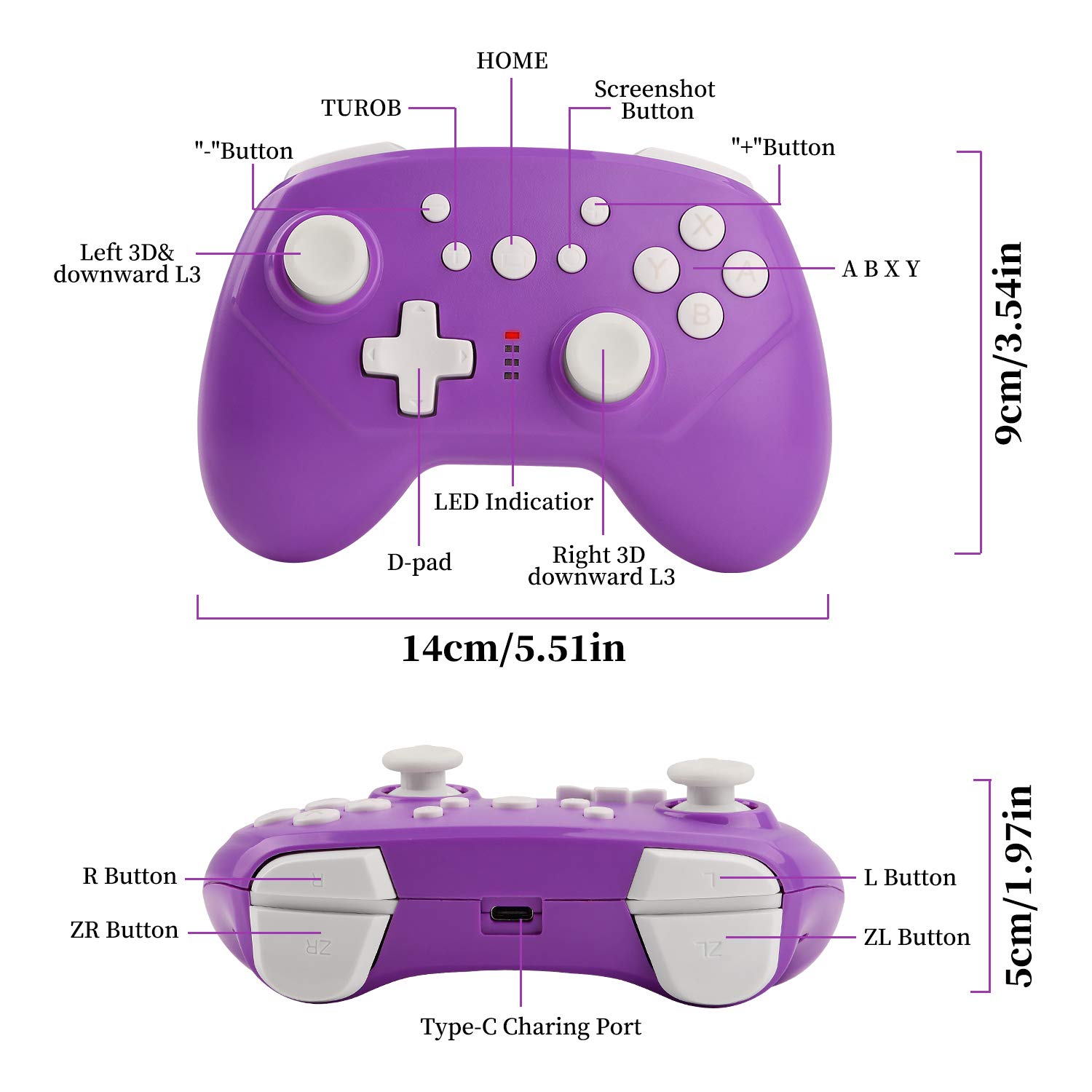 TechKen Wireless Controller Compatible for Nintendo Switch and Switch Lite all Version, Bluetooth controller Support Rumble Gyro Axis Function Capture